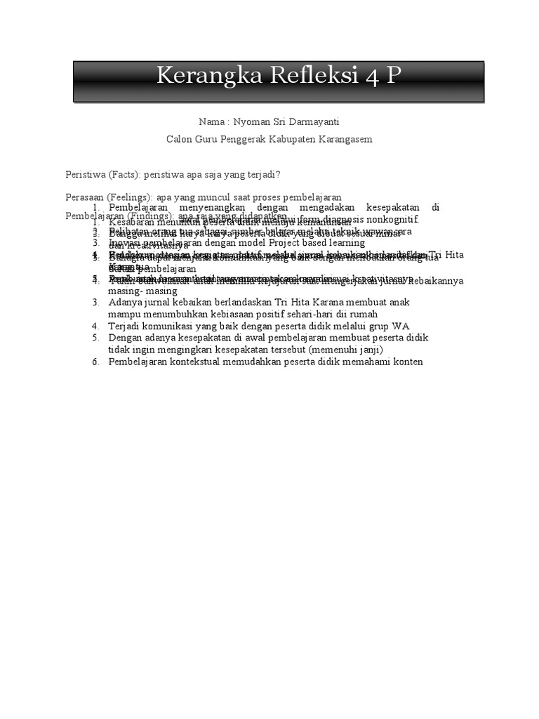 Kerangka Refleksi 4P | PDF