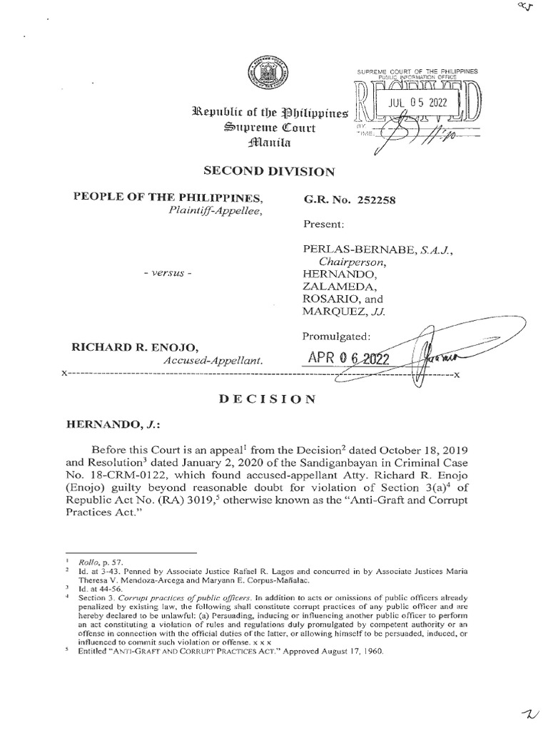 People Vs Enojo (Elements RA. 3019) | PDF | Crimes | Crime & Violence