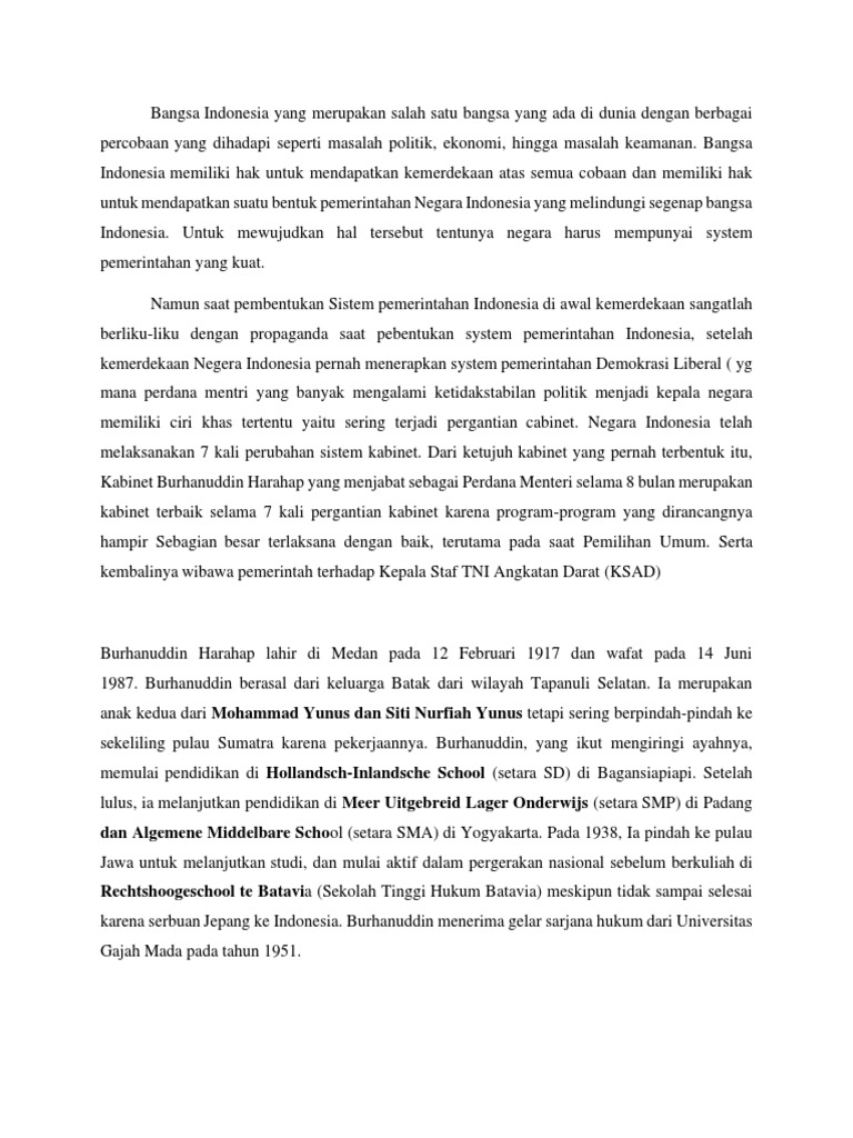 Sejarah Kabinet Burhanuddin Harahap | PDF | Politik