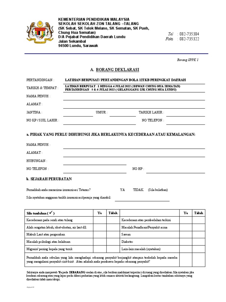 Borang Deklarasi Murid | PDF