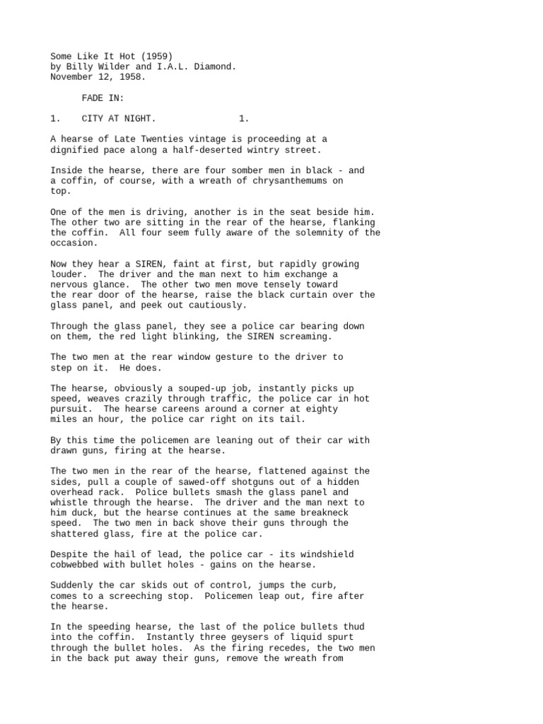 Some Like It Hot-Script | PDF