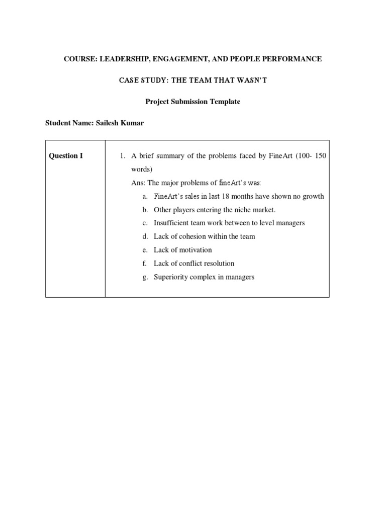 Sailesh Kumar Project Submission Leadership | PDF | Motivational ... Sailesh Kumar Project Submission Leadership | PDF | Motivational ...