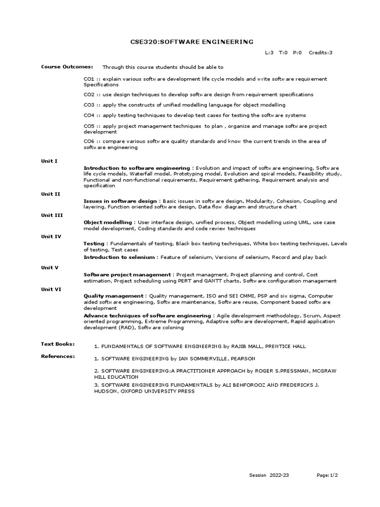 Software Engineering Syllabus | PDF | Software Engineering | Software