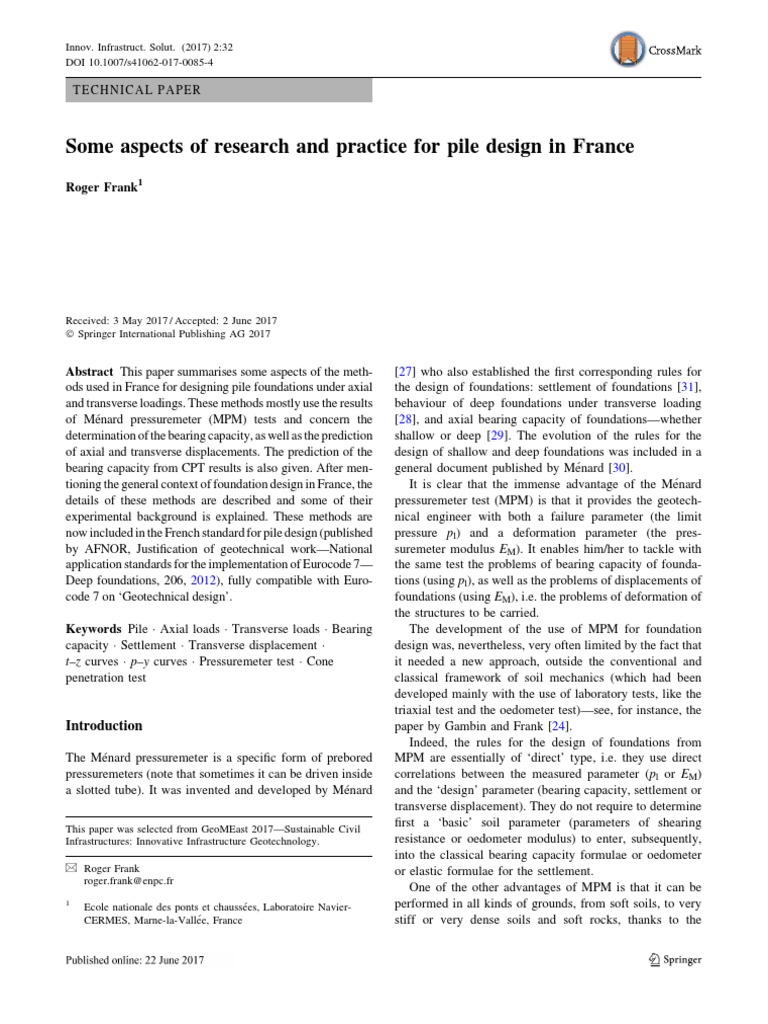 Frank 2017 | PDF | Deep Foundation | Geotechnical Engineering