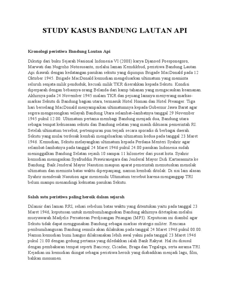 Bandung Lautan Api: Kronologi Heroik | PDF | Politik | Sejarah