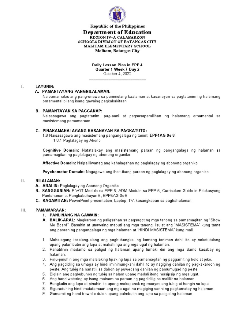 DLP EPP 4 - Q1 - Week 6 - Day 4 | PDF