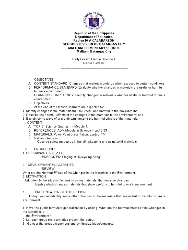 DLP Science Week 6 Day 5 | PDF | Natural Environment | Learning