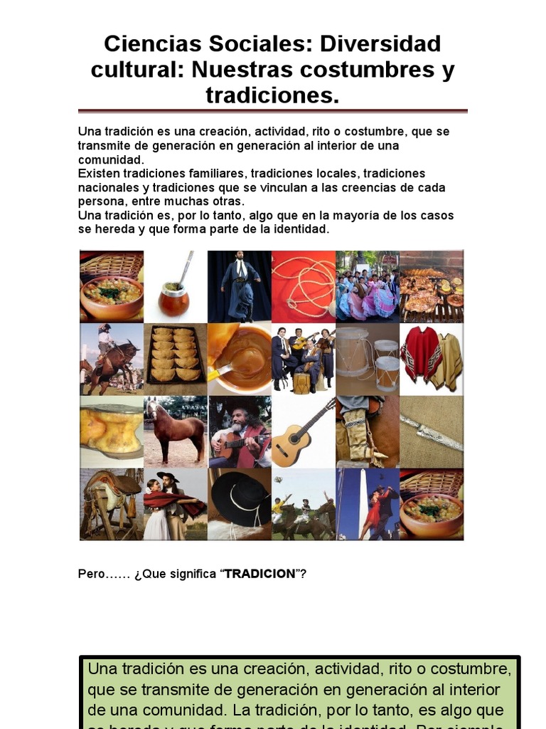 Diversidad Cultural Nuestras Costumbres y Tradiciones. | PDF | Tradiciones