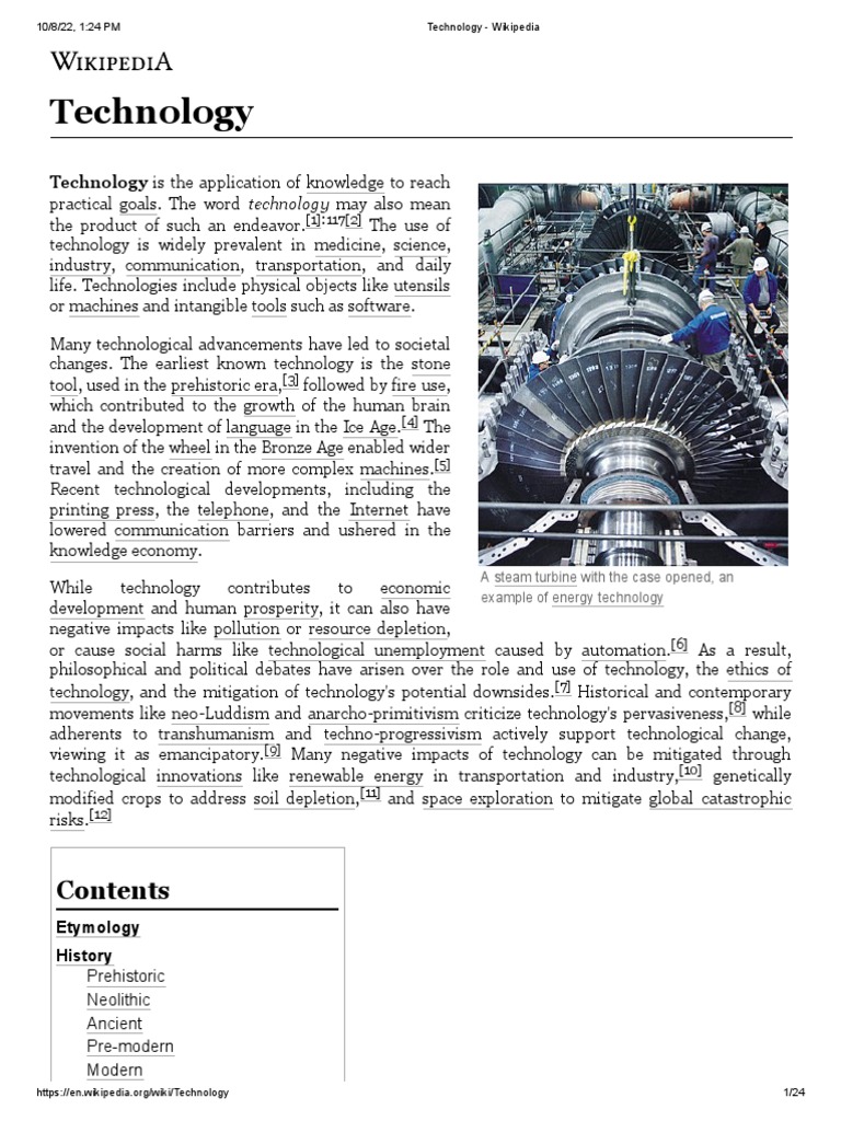 Technology - Wikipedia | PDF | Global Catastrophic Risk | Wheel