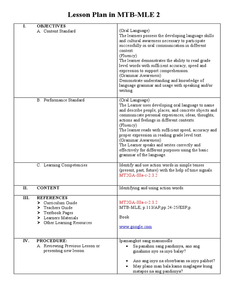 Lesson Plan in MTB Sagay | PDF