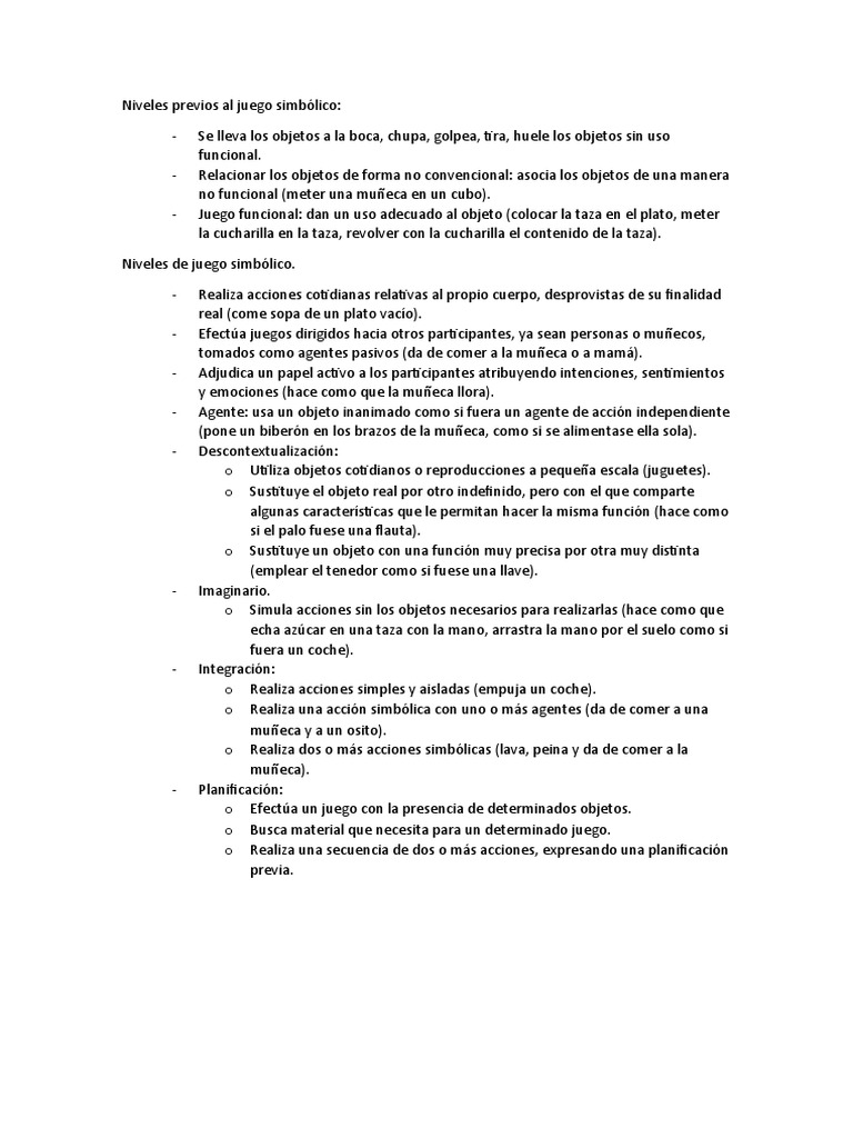 Situar Evolutivamente Juego Simbólico | PDF | Muñecas