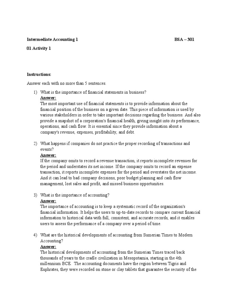 01 Activity 1 Intermediate Accounting 1 Pdf
