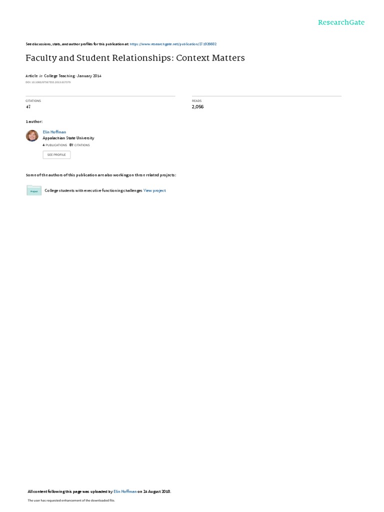 Faculty and Student Relationships: Context Matters: College Teaching ...