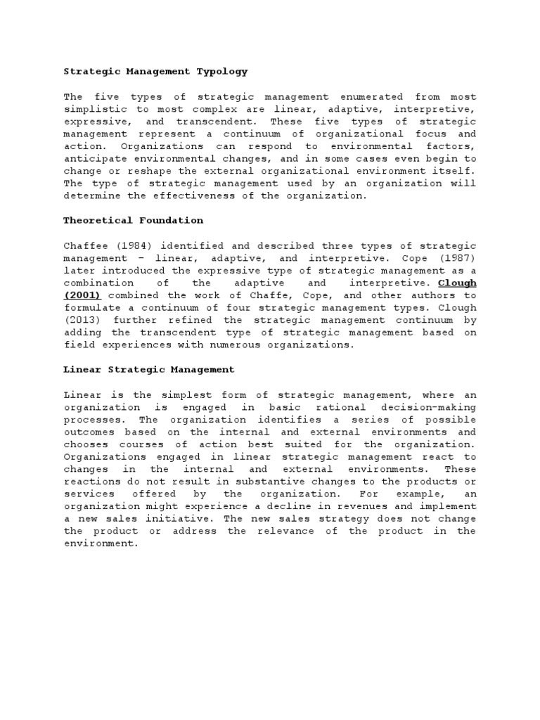 Strategic Management Types Guide | PDF