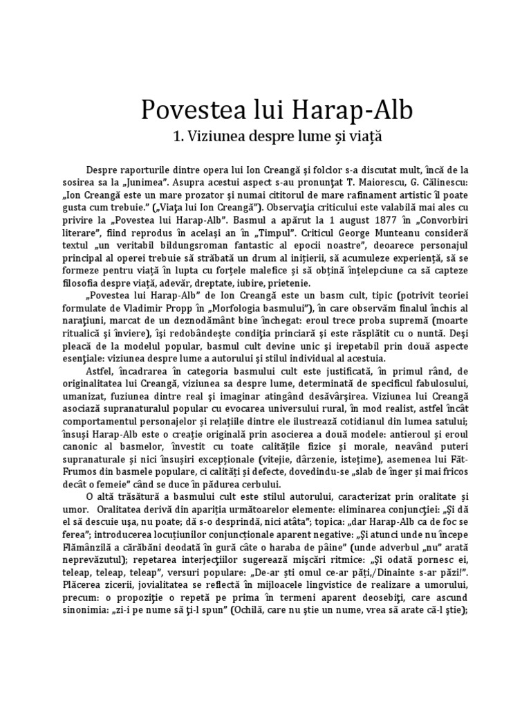 Povestea Lui Harap - Alb - 2022 - Eseuri | PDF