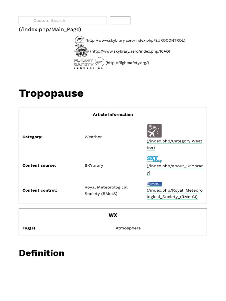 Tropopause - SKYbrary Aviation Safety | PDF | Troposphere | Jet Stream