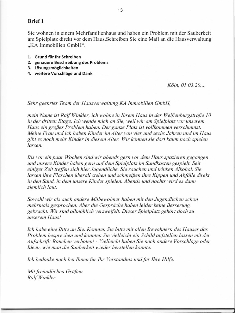 Briefe DTZ Übung | PDF