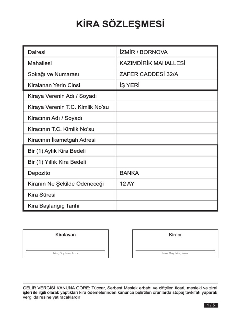 Kira Sözleşmesi | PDF