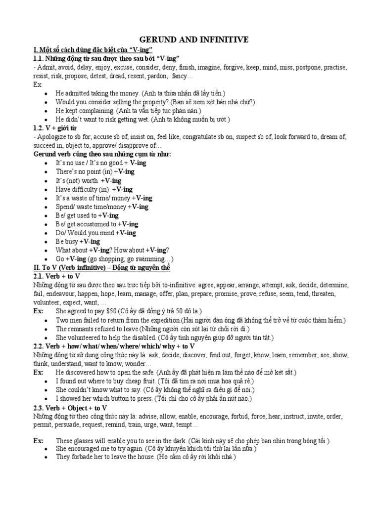 Gerund and Infinitive | PDF