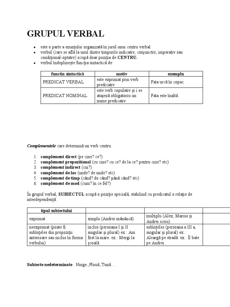 GRUPUL VERBAL (Cls 6) | PDF