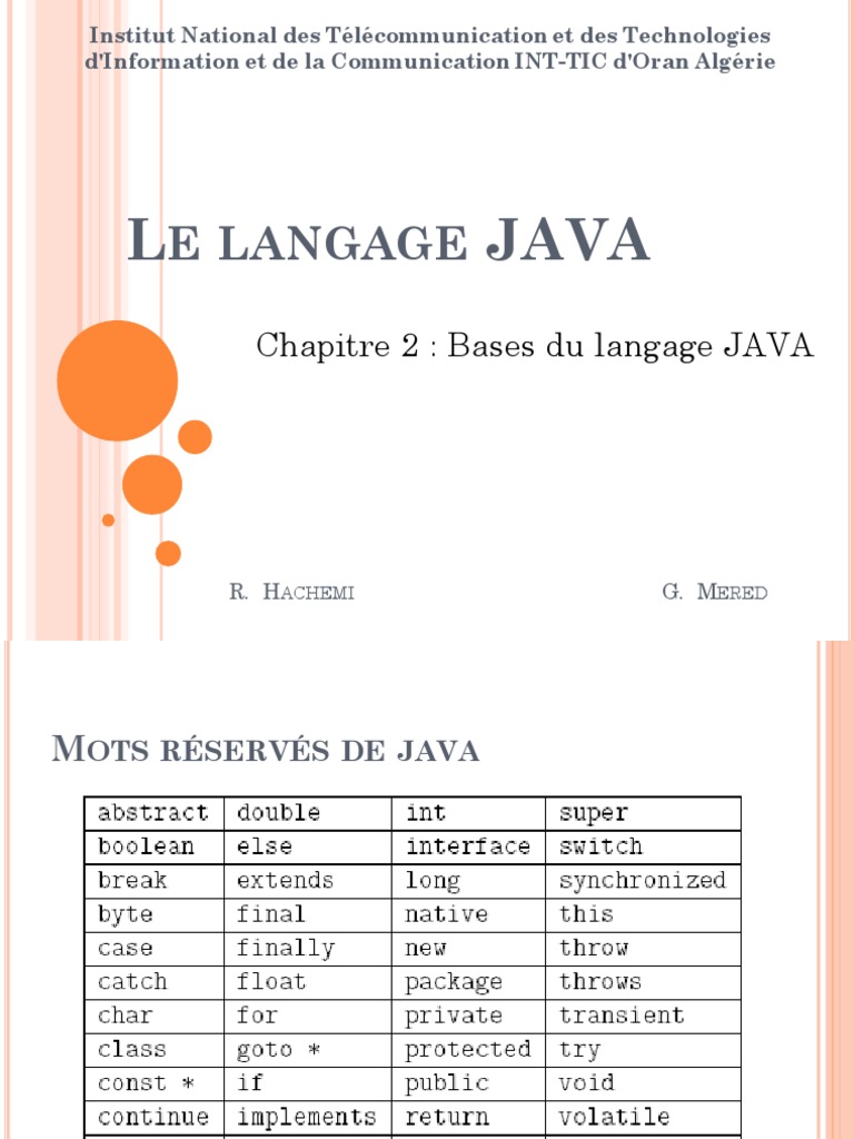 Chap2 Bases Langage Java Pdf Division Booléen