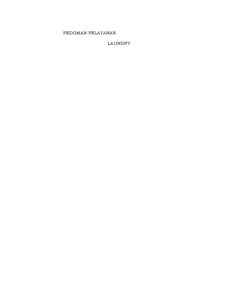 Pedoman Pelayanan Laundry Rumah Sakit | PDF