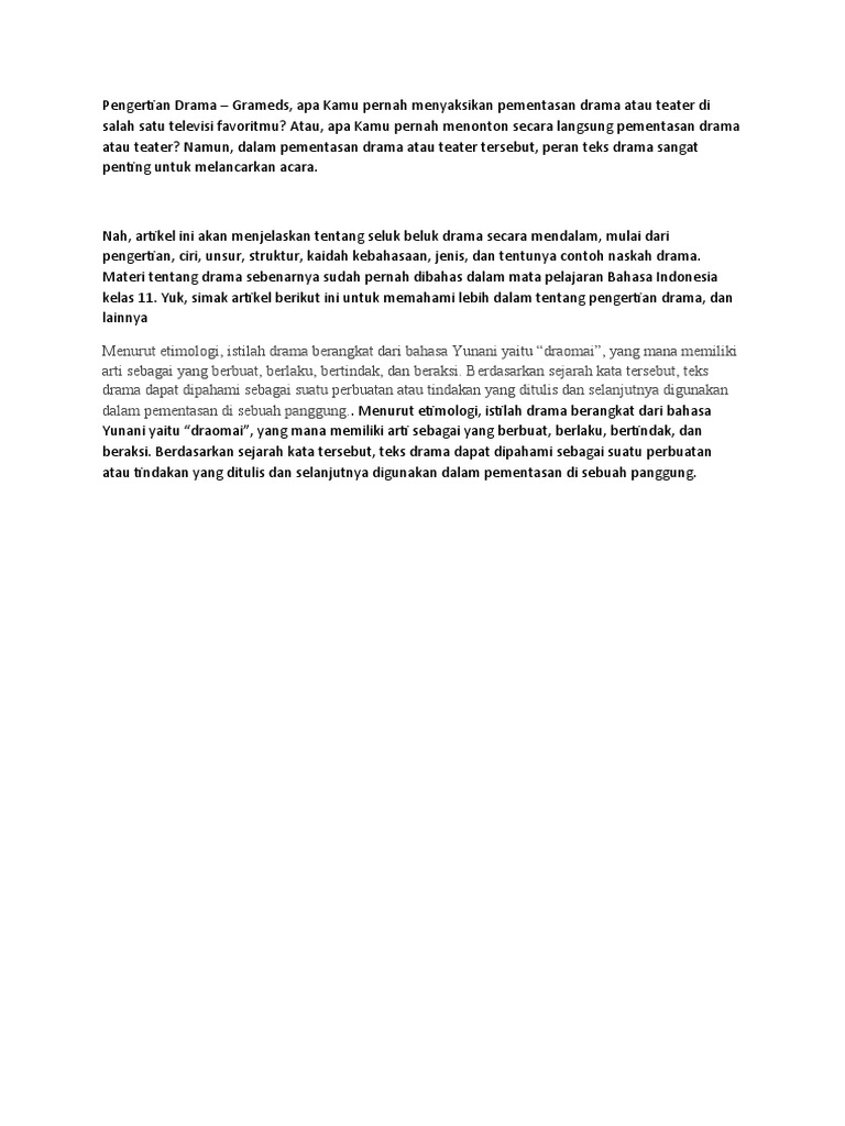 Pengertian Drama | PDF
