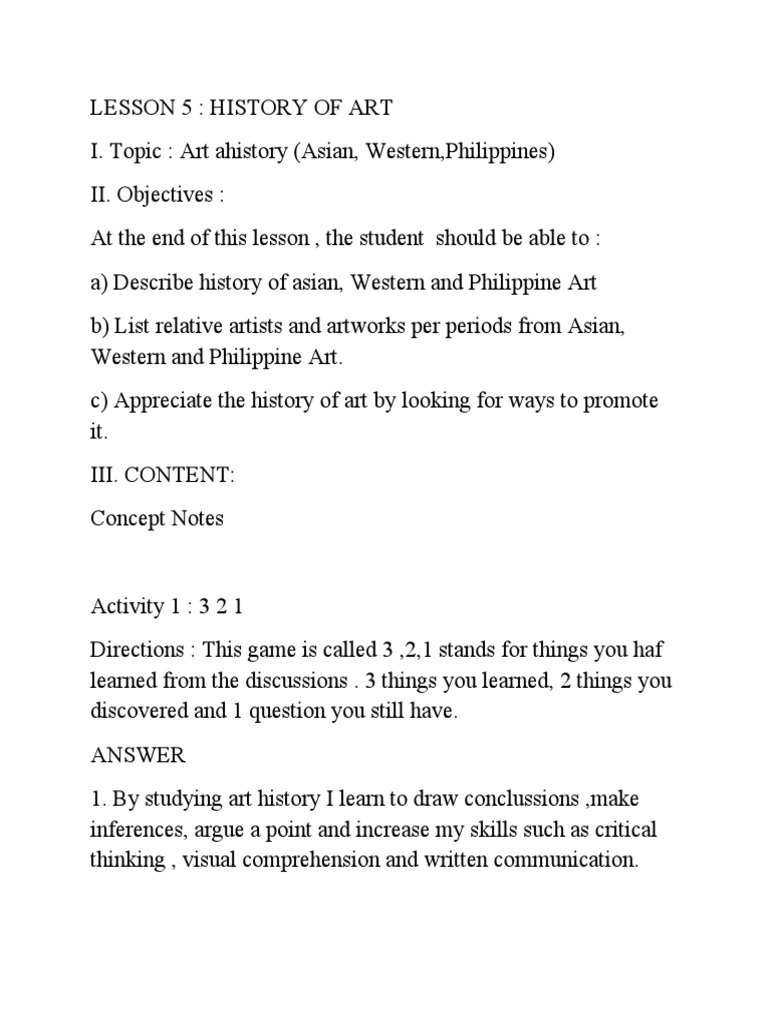 LESSON 5 and 6 in Art | PDF | Art History | Reading Comprehension