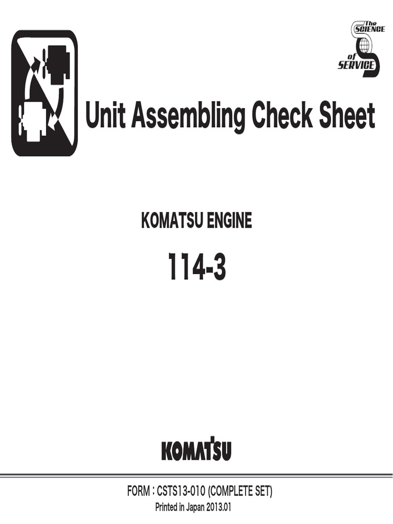 114-3 Unit Assembling Check Sheet KOMATSU ENGINE 114-3-87874 | PDF ...