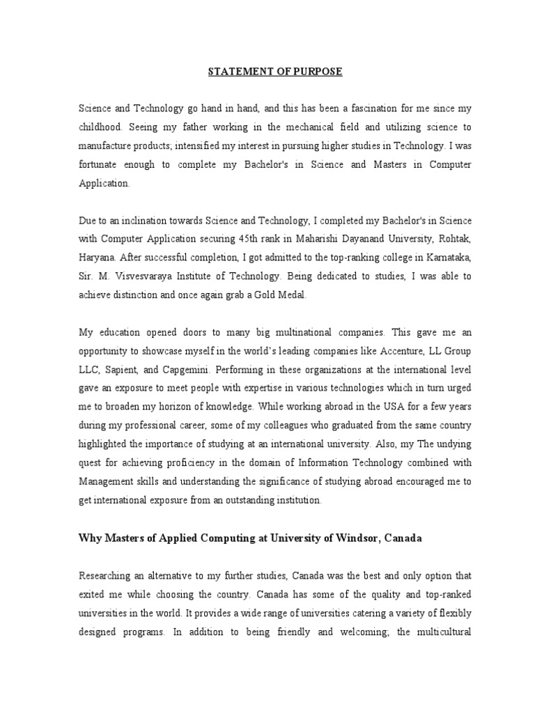 Geeta Grover - SOP - Windsor | PDF