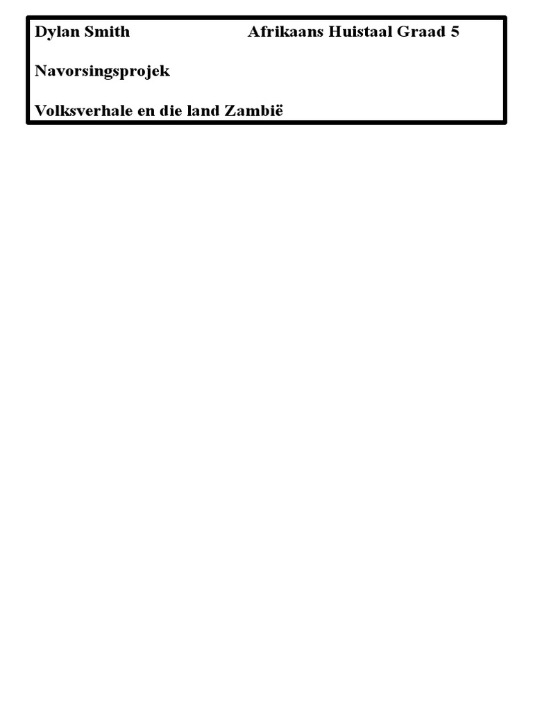 Afr Navorsing Oor Zambie | PDF
