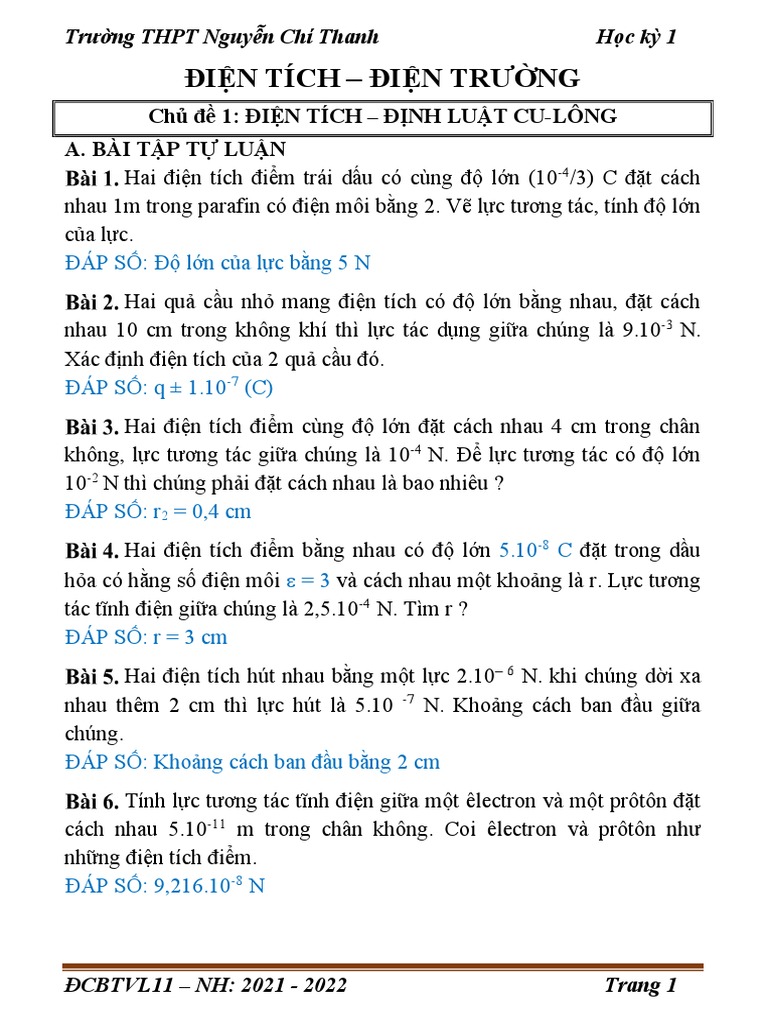 DC Chuong 1 VL 11 2021 2022 | PDF