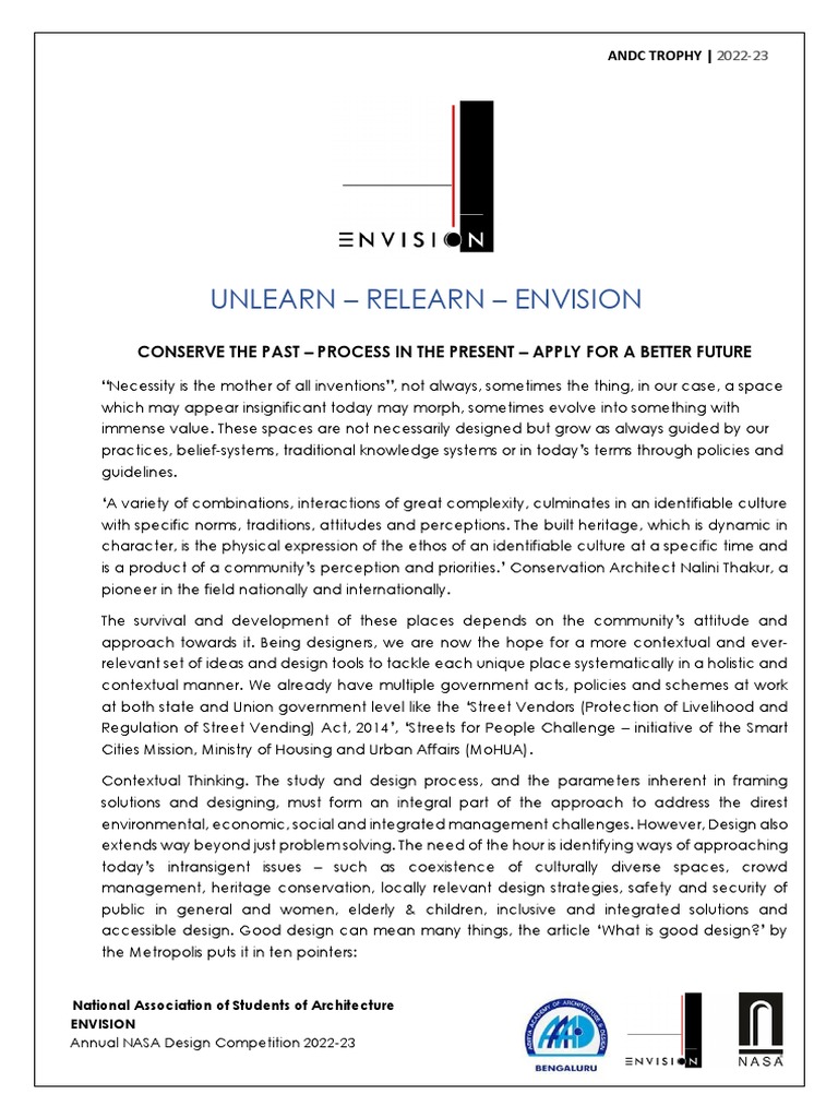 UNLEARN - RELEARN - ENVISION ANDC Brief 2022 FINAL | PDF | Delhi | Design