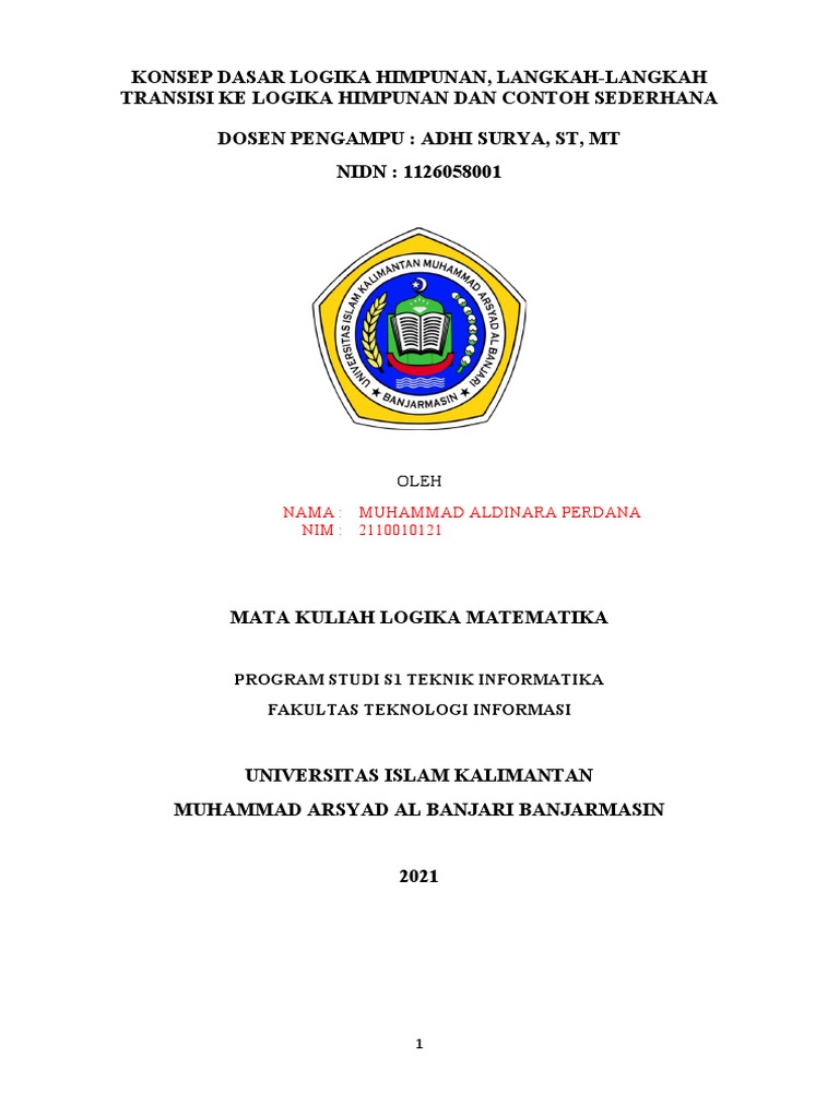 Konsep Dasar Logika Himpunan, Langkah-Langkah Transisi Ke Logika ... Konsep Dasar Logika Himpunan, Langkah-Langkah Transisi Ke Logika ...