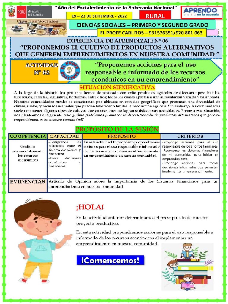 Experiencia de Aprendizaje #06 - Actividad #02 - 1ero y 2do - Sociales - Rural - 00001 | PDF