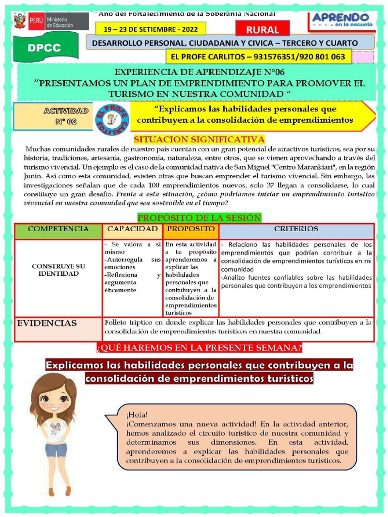 Experiencia de Aprendizaje #06 - Actividad #02 - Desarrollo Personal Ciudadania y Civica - 3ero ...