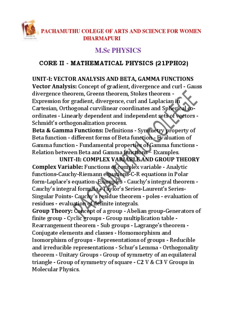 Mathematical Physics I PG | PDF | Group (Mathematics) | Tensor