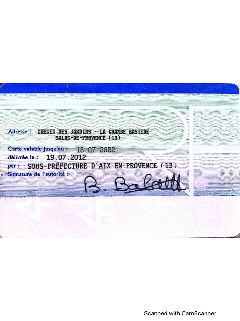 Carte D'identité Verso | PDF