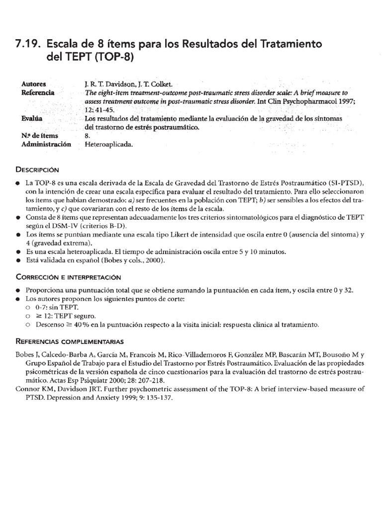 Evaluación de síntomas de TEPT mediante la Escala TOP-8 | PDF | Enfermedades y trastornos ...