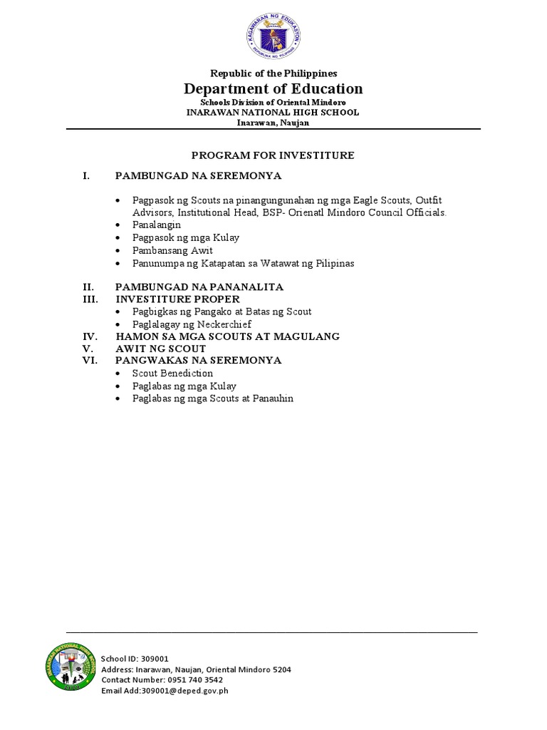 Investiture Ceremony | PDF Investiture Ceremony | PDF