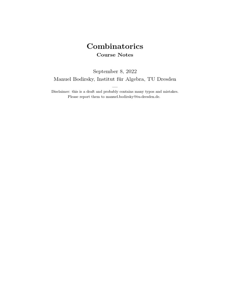 Combinatorics | PDF | Linear Programming | Combinatorics Combinatorics | PDF | Linear Programming | Combinatorics