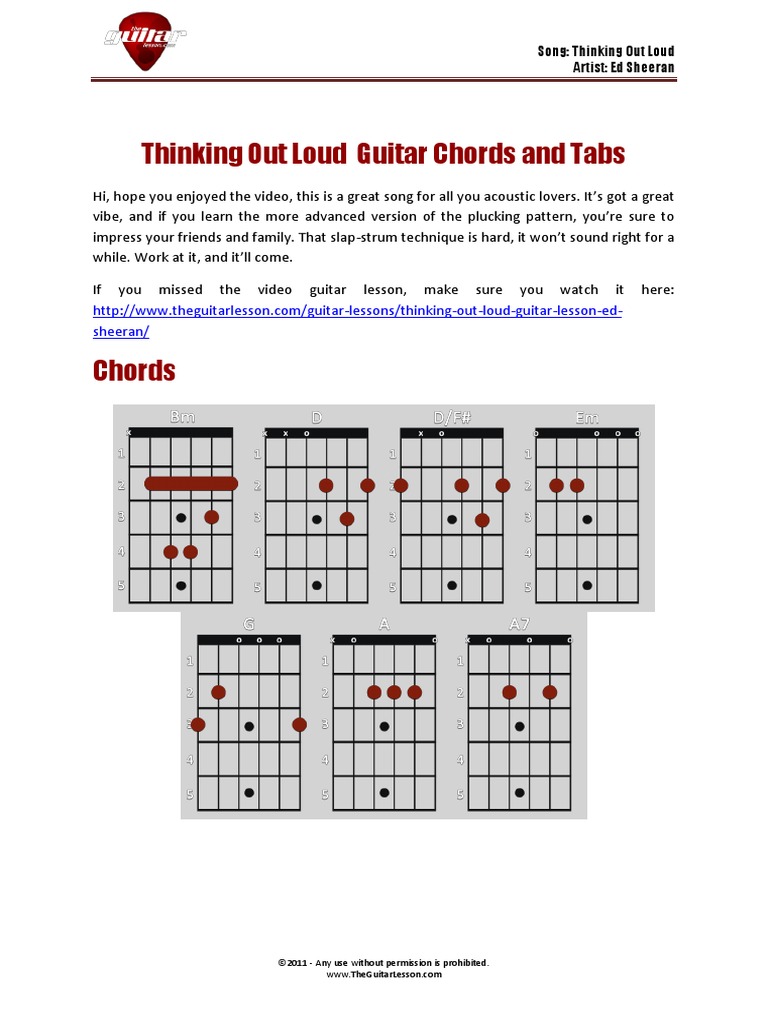 Thinking Out Loud Chords Tabs | PDF | Song Structure | Songs