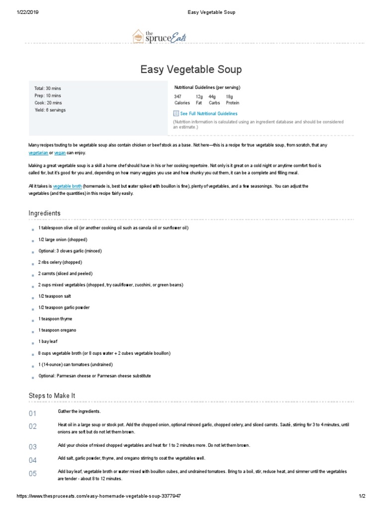Easy Vegetable Soup | PDF