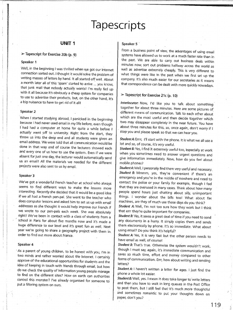 Tapescript Work Book | PDF