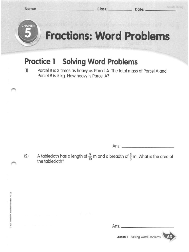 Fractions Word Problems - Grade 5 | PDF