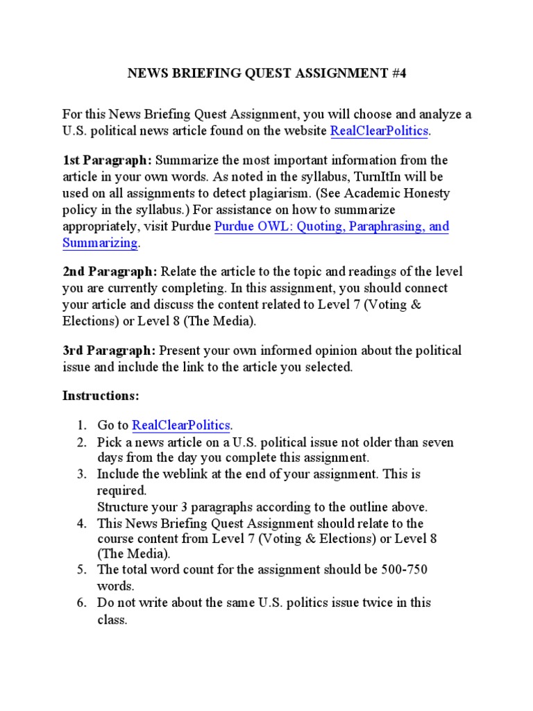 News Briefing Quest Assignment | PDF