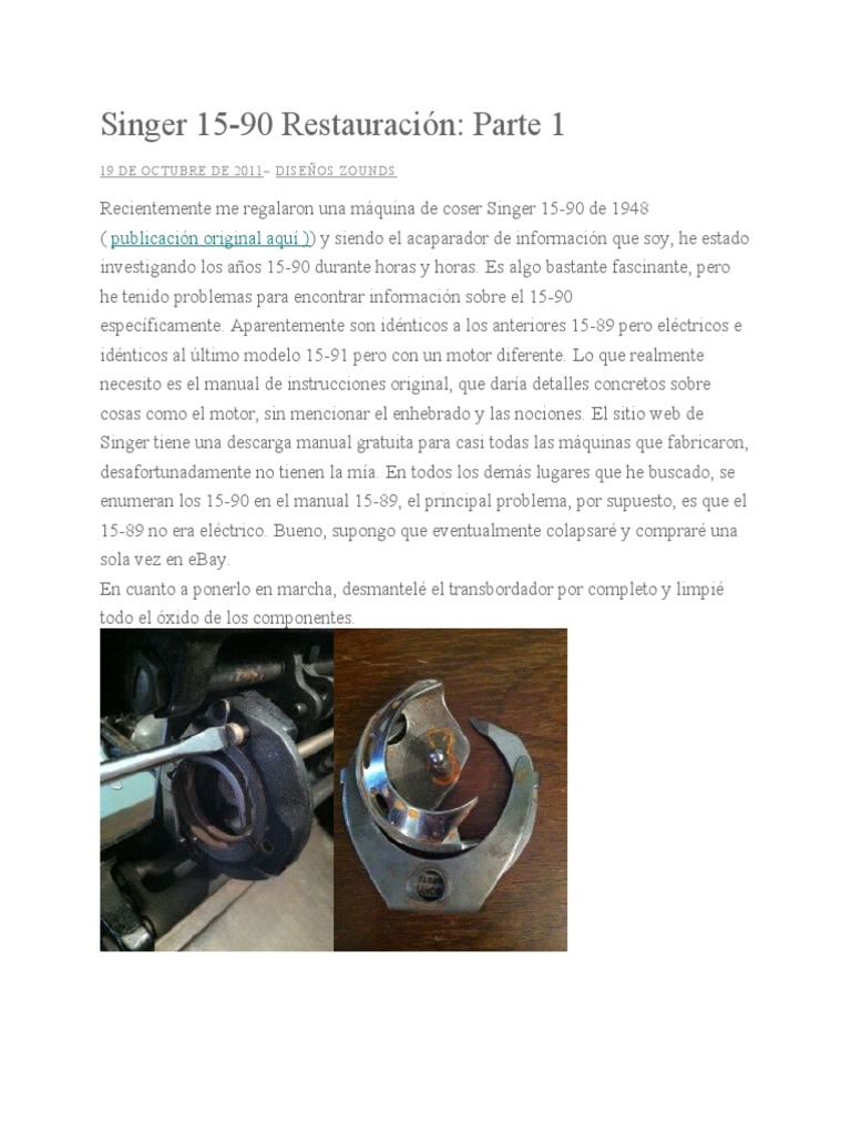 Singer Restauracion | PDF | Tornillo | Motores
