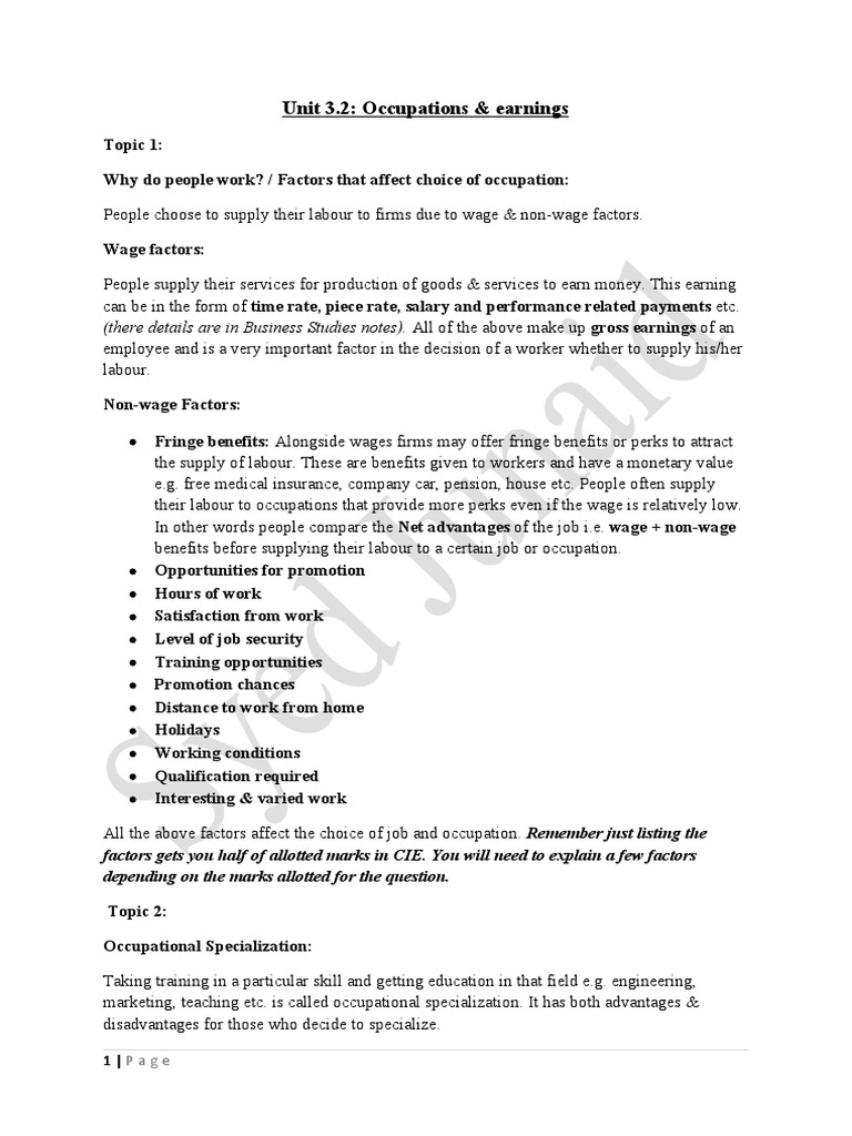 Economics O Level Notes Unit 3.2 | PDF