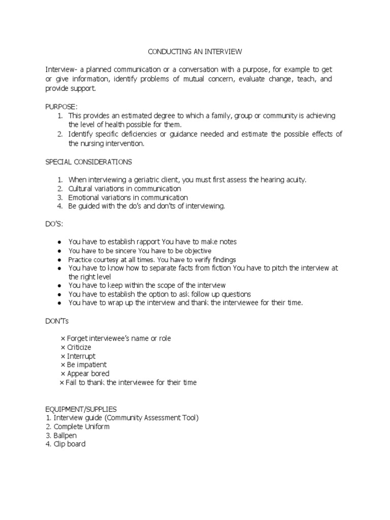 Interview Checklist | PDF | Nonverbal Communication | Communication