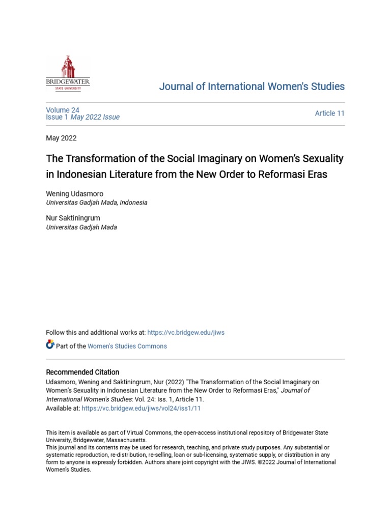 The Transformation of The Social Imaginary On Women - S Sexuality I ...